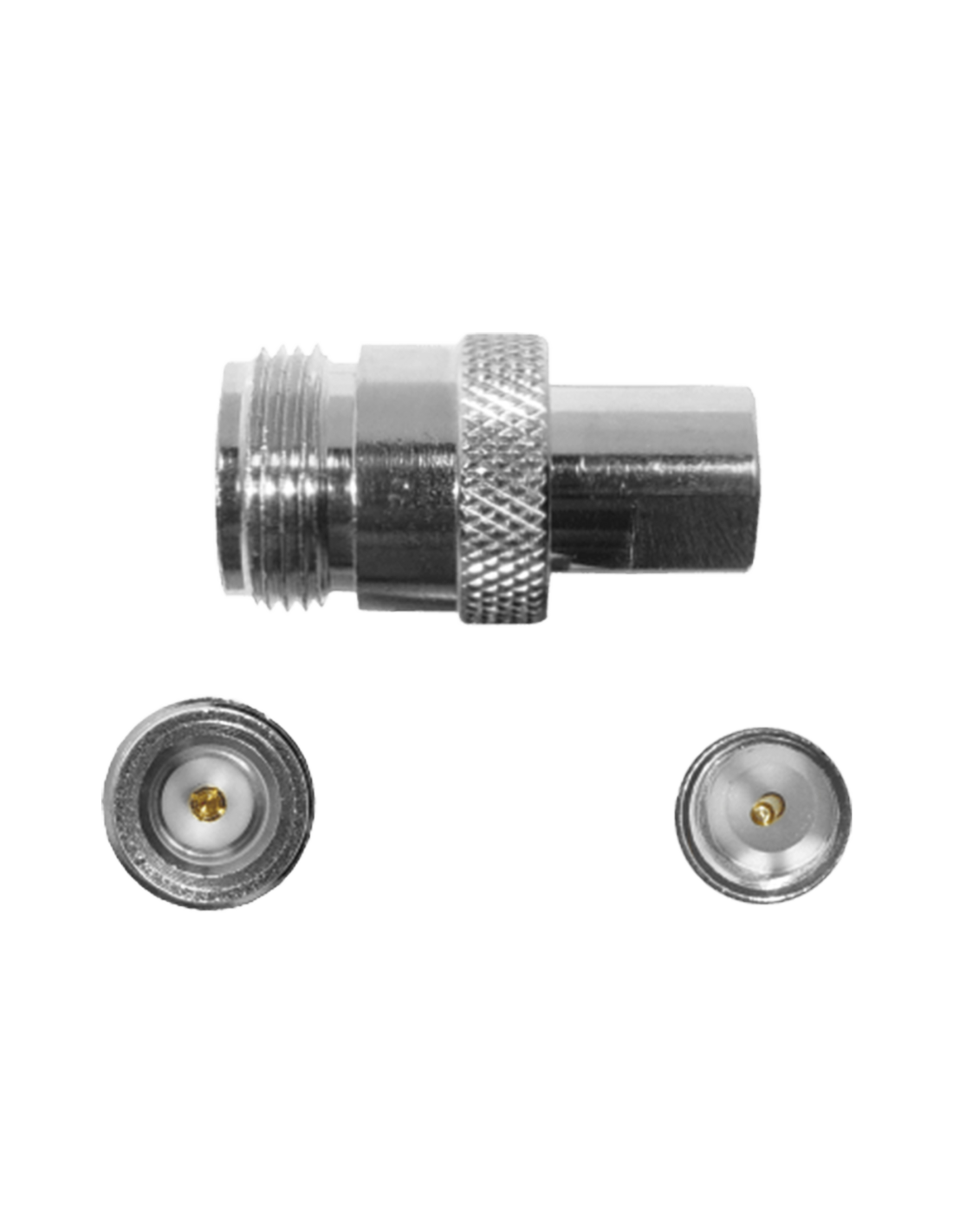 Adaptador en linea de conector N Hembra a FME Macho.