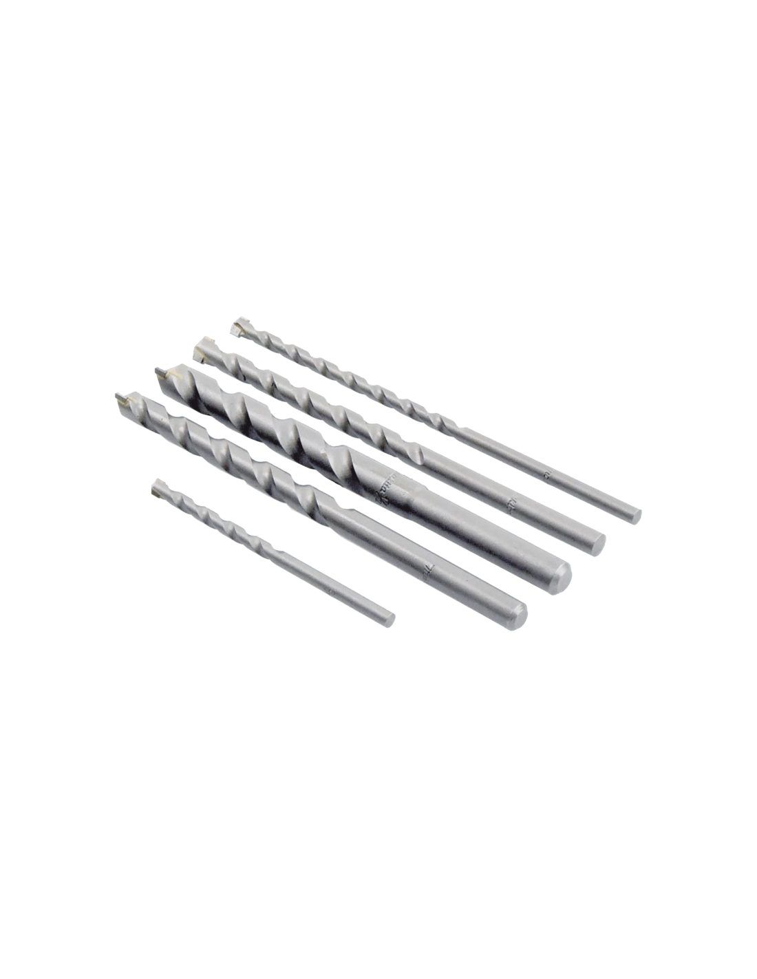 Juego de 5 Pzas. de Broca para Concreto, Zanco Recto (3/16", 1/4", 5/16", 3/8" y 1/2").