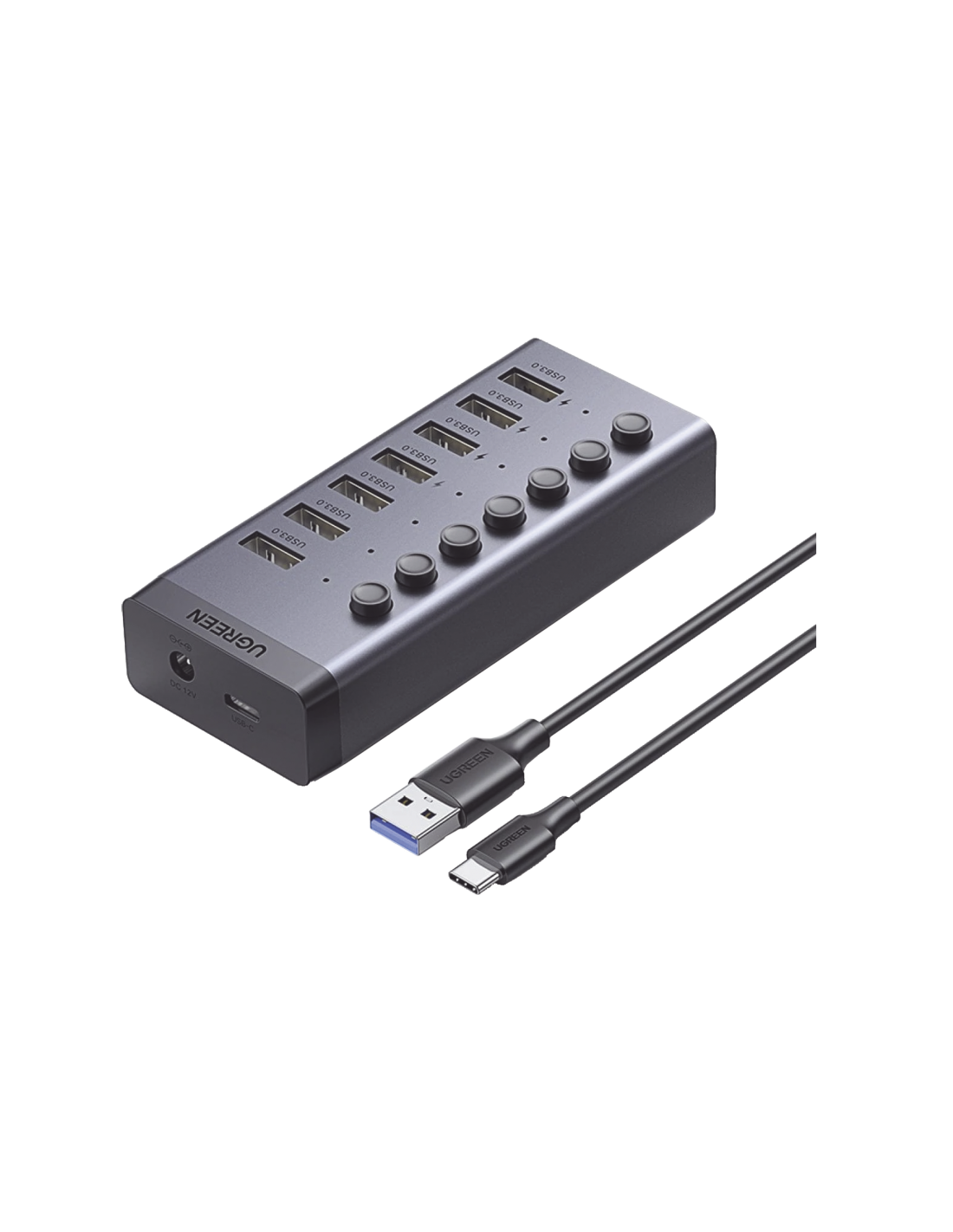 HUB de 7 Puertos USB 3.0 / 4 puertos de Carga Inteligente / Interruptor Individual / Indicadores ...