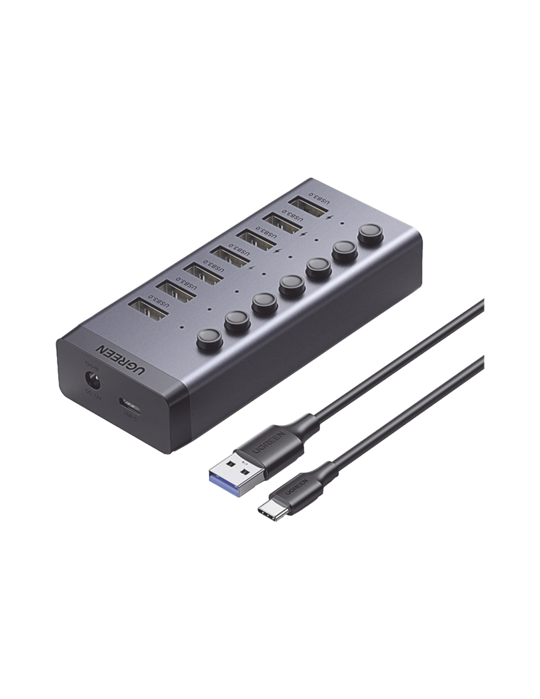 HUB de 7 Puertos USB 3.0 / 4 puertos de Carga Inteligente / Interruptor Individual / Indicadores ...