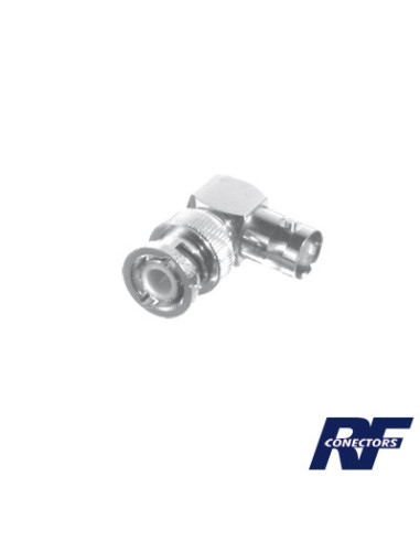 Adaptador en Ángulo Recto, de Conector BNC Macho a BNC Hembra, 50 Ohm (Monitor), Níquel/ Plata ...