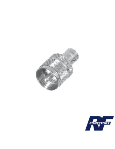 Adaptador en Línea para 50 Ohm, Conector BNC Hembra-UHF Macho (PL-259), Níquel/ Plata/ Delrin.